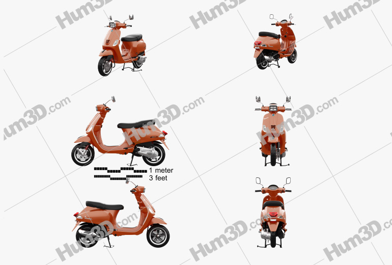 Piaggio Vespa SXL 125 2017 Blueprint Template - 3DModels.org