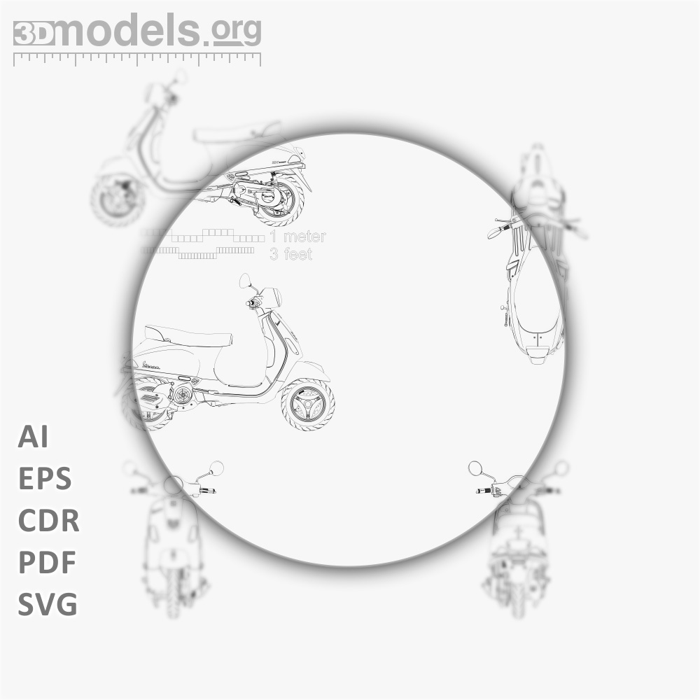 Piaggio Vespa ZX 125 2025 Vector Blueprint - 3DModels.org