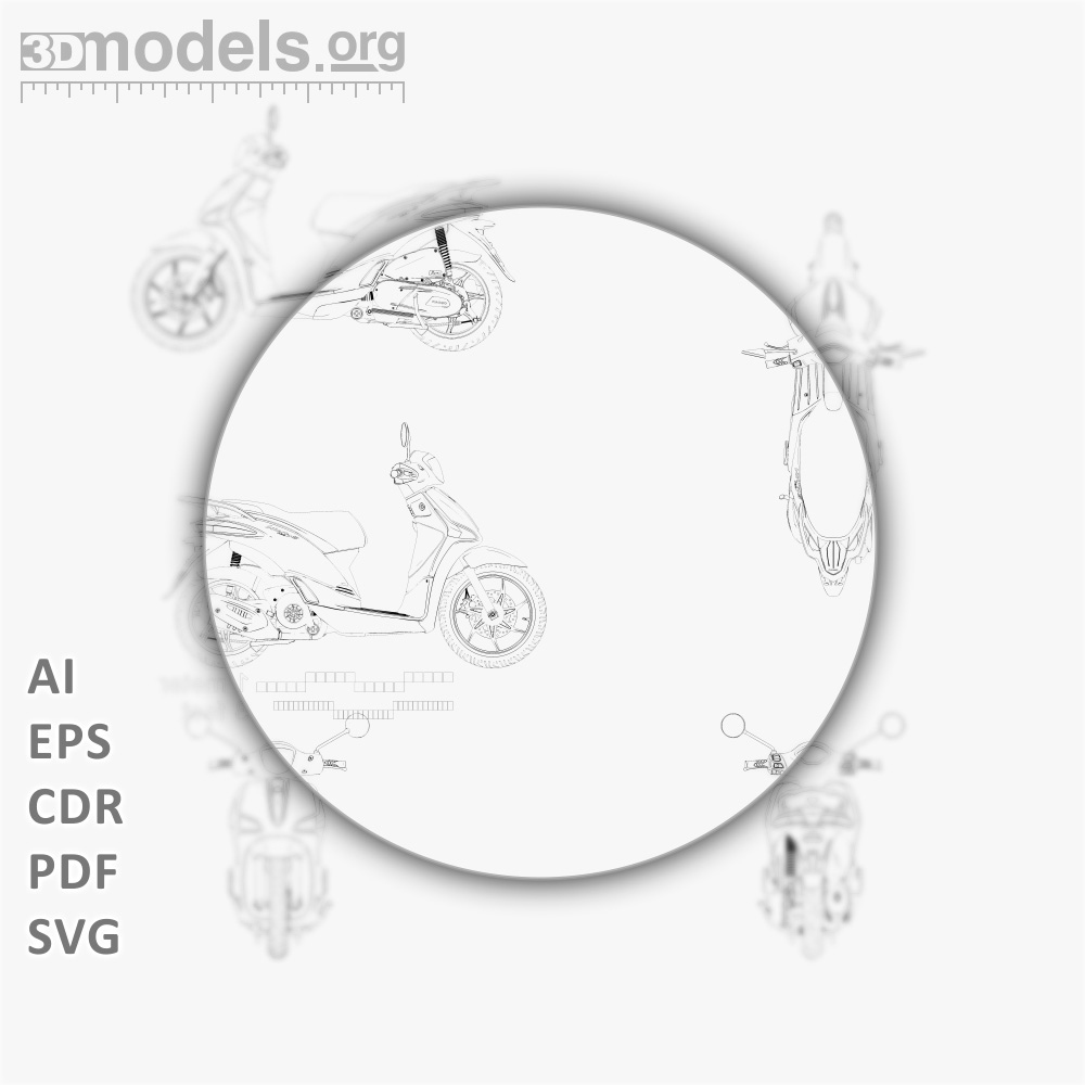 Piaggio Liberty 2025 Vector Blueprint - 3DModels.org