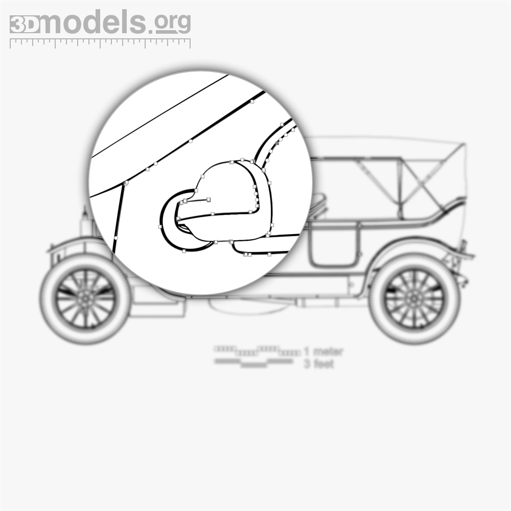 Pierce-Arrow Model 66-A 7-passenger Touring 1913 Vector Blueprint ...