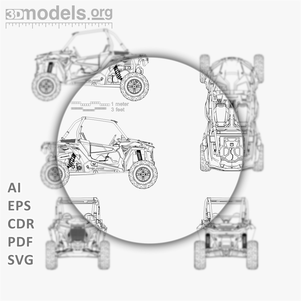 Polaris RZR 1000 Turbo S 2019 Vector Blueprint - 3DModels.org