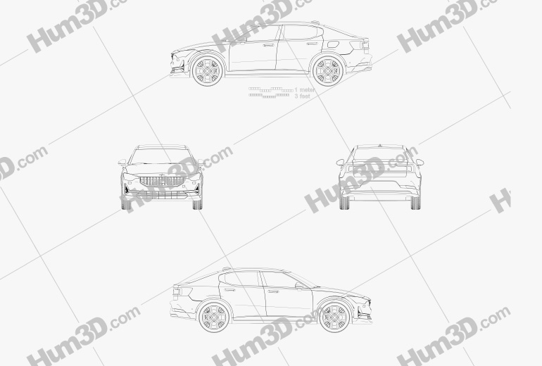Polestar 2 2022 Blueprint - 3DModels.org