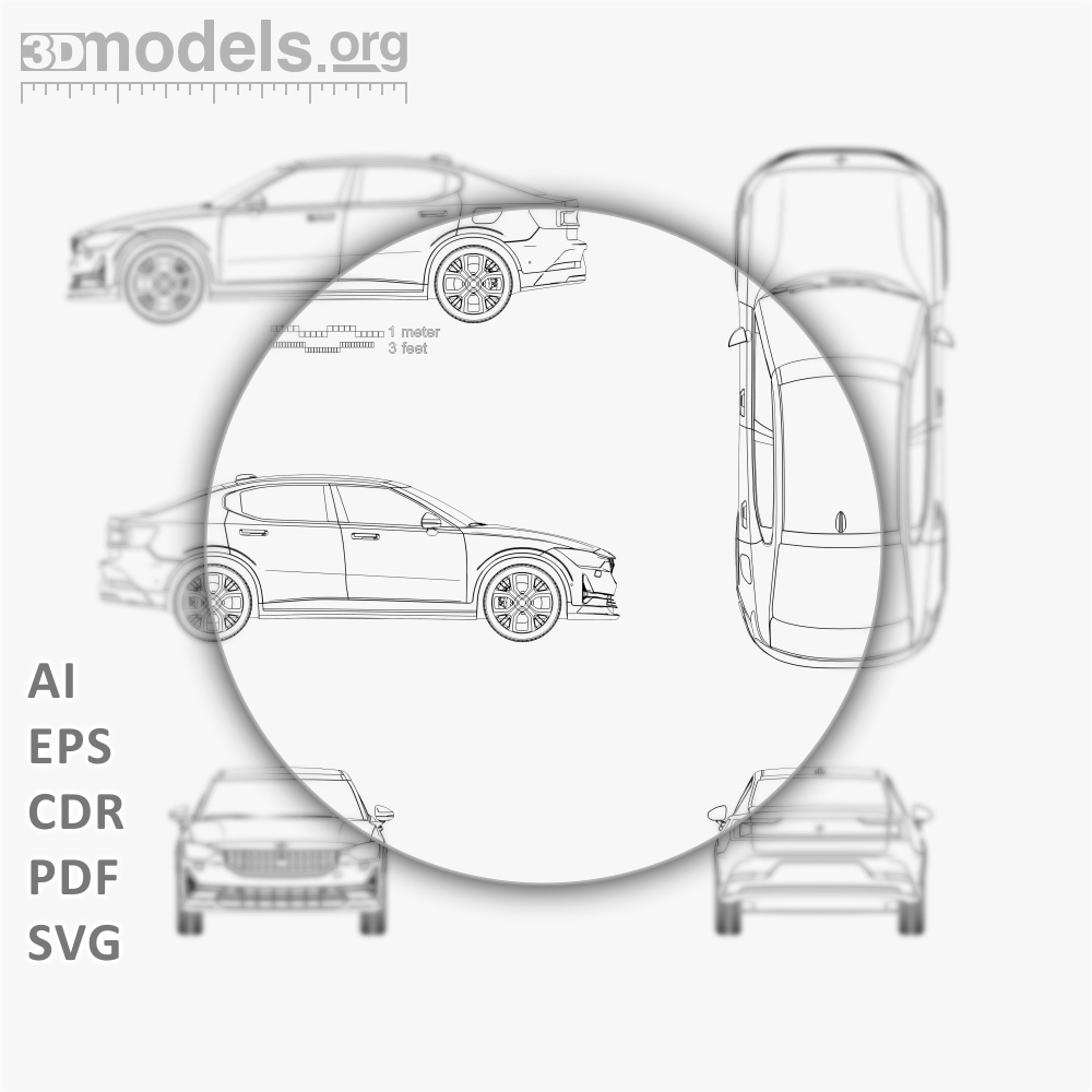 Polestar 2 2023 Vector Blueprint - 3DModels.org