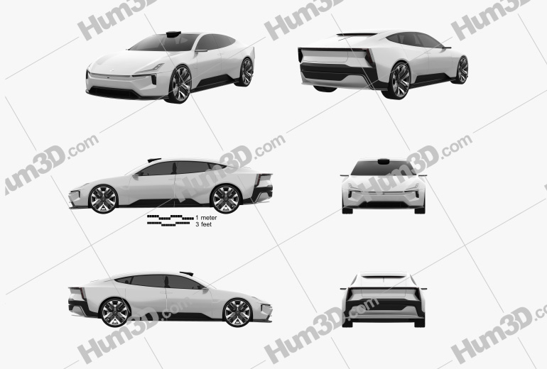 Polestar Precept 2022 Blueprint Template - 3DModels.org