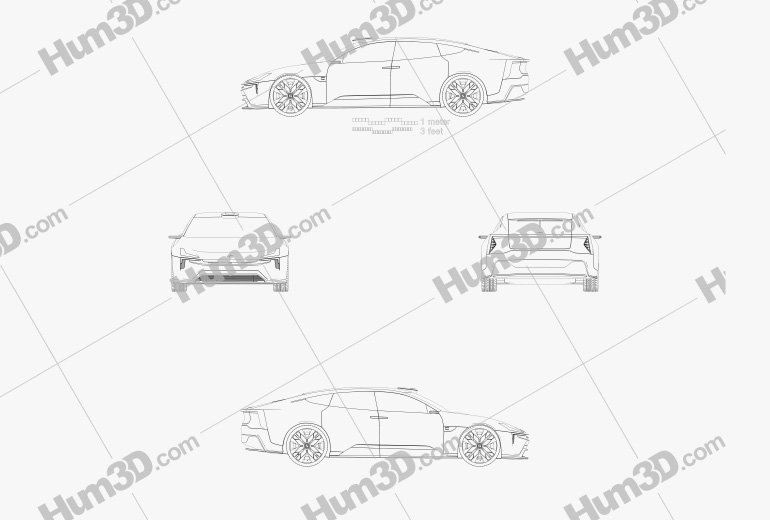 Polestar Precept 2022 Blueprint - 3DModels.org