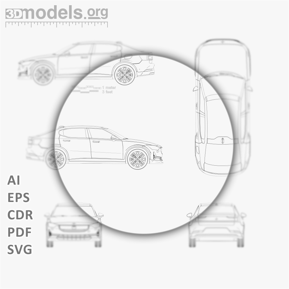 Polestar 2 2025 Vector Blueprint - 3DModels.org