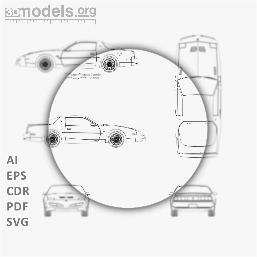 Pontiac Firebird Trans Am GTA 1993 Vector Blueprint - 3DModels.org