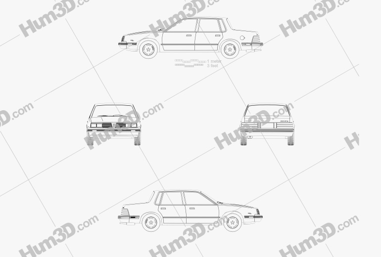 Pontiac 6000 STE 1983 Blueprint - 3DModels.org