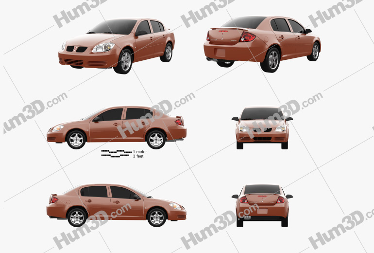 Pontiac G5 2009 Blueprint Template - 3DModels.org