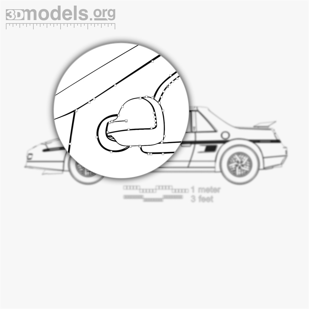 Pontiac Fiero GT 1985 Vector Blueprint - 3DModels.org