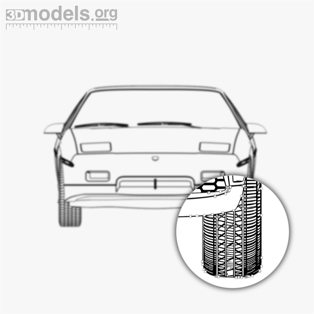 Pontiac Fiero GT 1985 Vector Blueprint - 3DModels.org