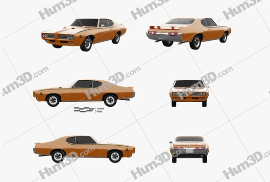 Pontiac GTO blueprints Download in PNG - 3DModels.org