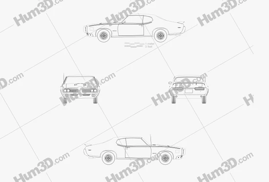 Pontiac GTO blueprints Download in PNG - 3DModels.org