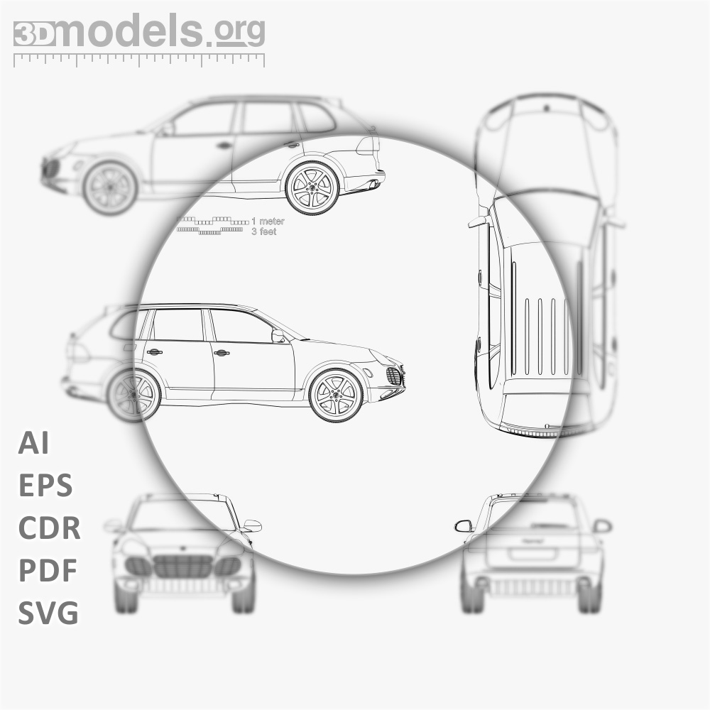 Porsche Cayenne S 2006 Vector Blueprint - 3DModels.org