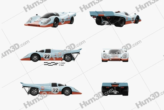 Porsche 917 blueprints Download in PNG - 3DModels.org
