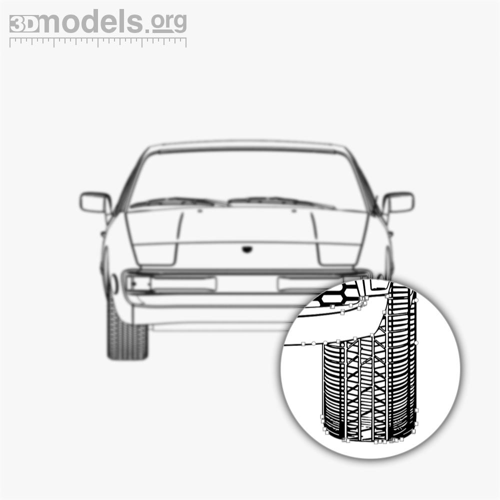 Porsche 924 1976 Vector Blueprint - 3DModels.org