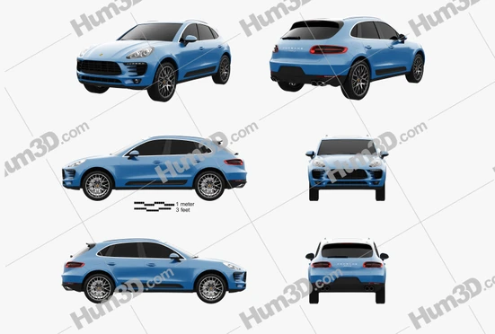 Porsche Macan blueprints Download in PNG - 3DModels.org