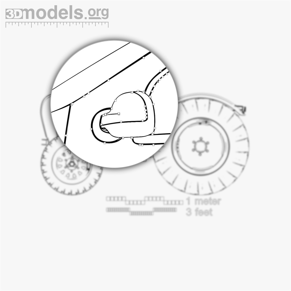 Porsche Diesel Tractor P 133 1956 Vector Blueprint - 3DModels.org
