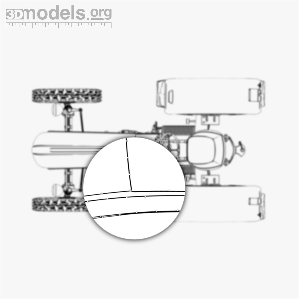 Porsche Diesel Tractor P 133 1956 Vector Blueprint - 3DModels.org