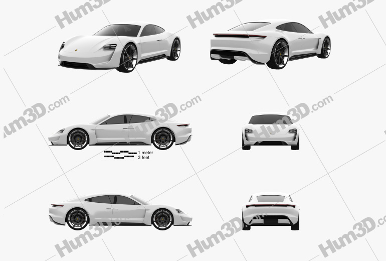 Porsche Mission E 2016 Blueprint Template - 3DModels.org