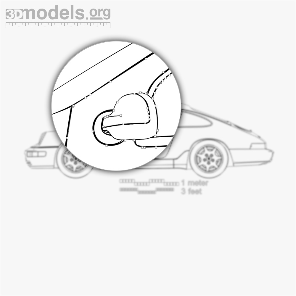 Porsche 911 Carrera 4 Coupe (964) 1992 Vector Blueprint - 3DModels.org