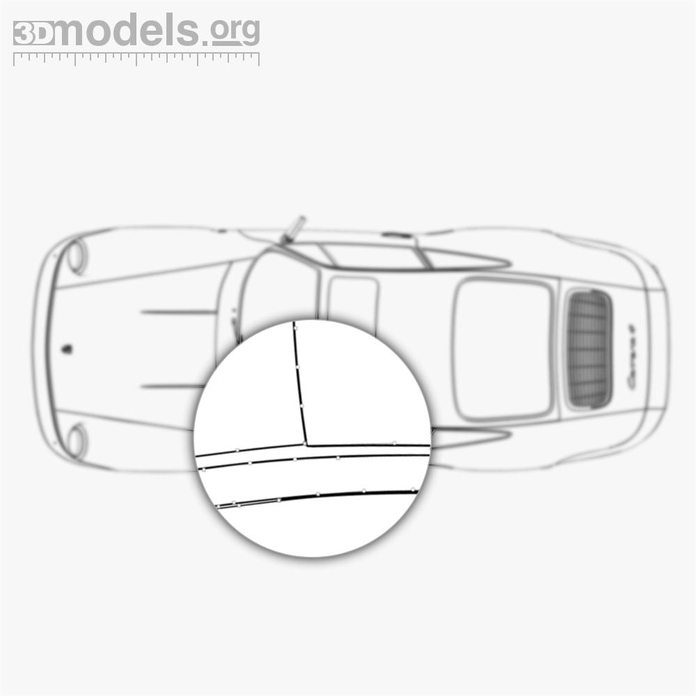 Porsche 911 Carrera 4 Coupe (964) 1992 Vector Blueprint - 3DModels.org