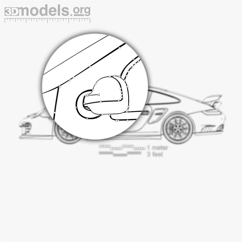 Porsche 911 GT2 (997) 2010 Vector Blueprint - 3DModels.org