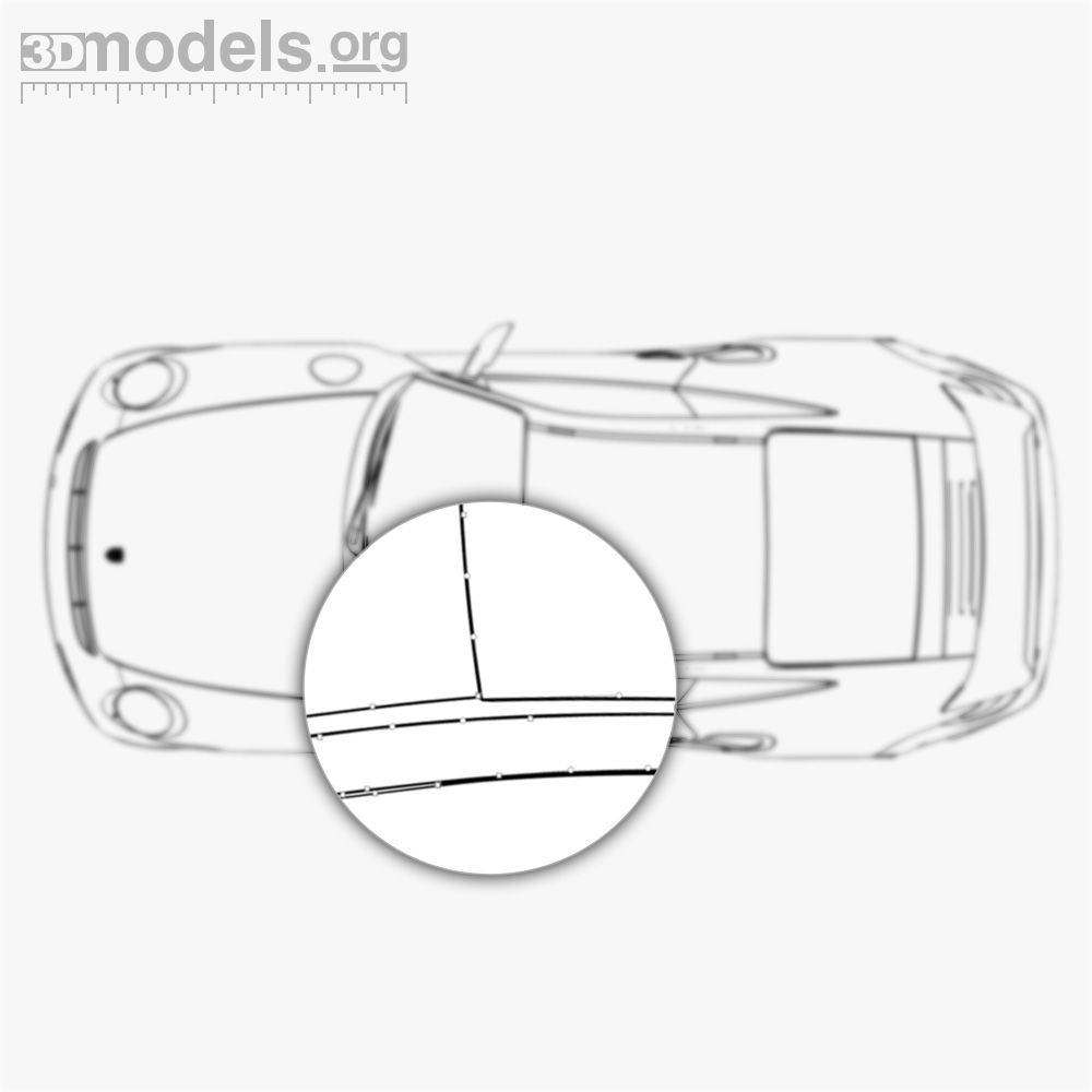 Porsche 911 GT2 (997) 2010 Vector Blueprint - 3DModels.org