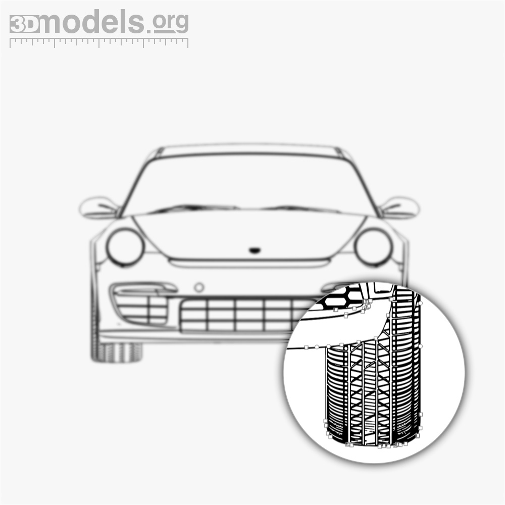 Porsche 911 GT2 (997) 2010 Vector Blueprint - 3DModels.org