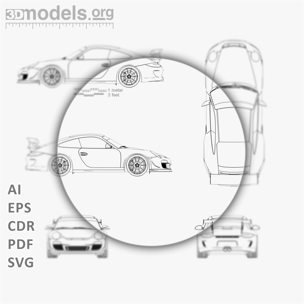 Porsche 911 GT3 RS 2020 Vector Blueprint - 3DModels.org