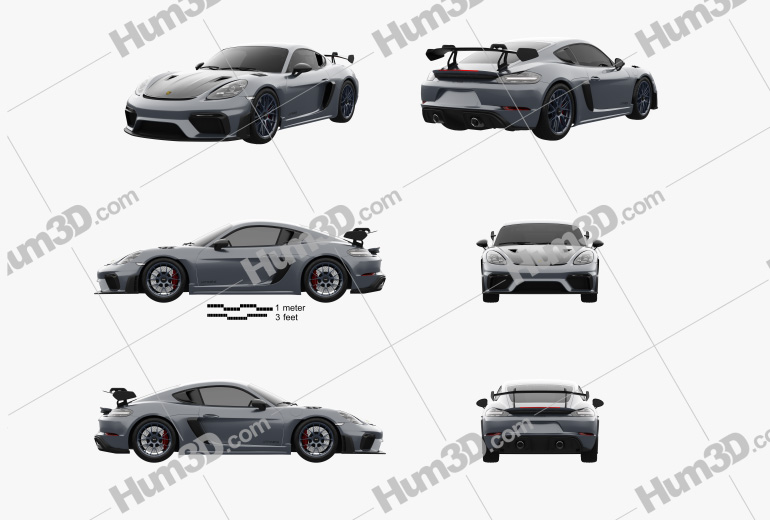 Porsche 718 blueprints Download in PNG - 3DModels.org