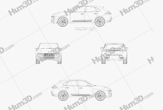Porsche Macan blueprints Download in PNG - 3DModels.org