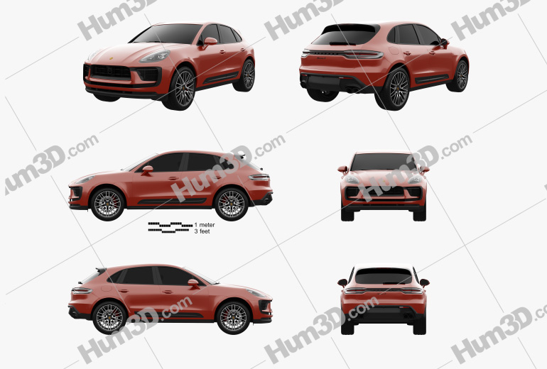 Porsche Macan blueprints Download in PNG - 3DModels.org