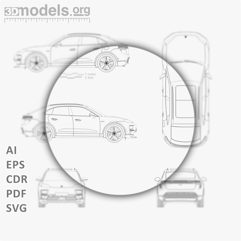 Porsche Macan 4 Turbo 2025 Vector Blueprint - 3DModels.org