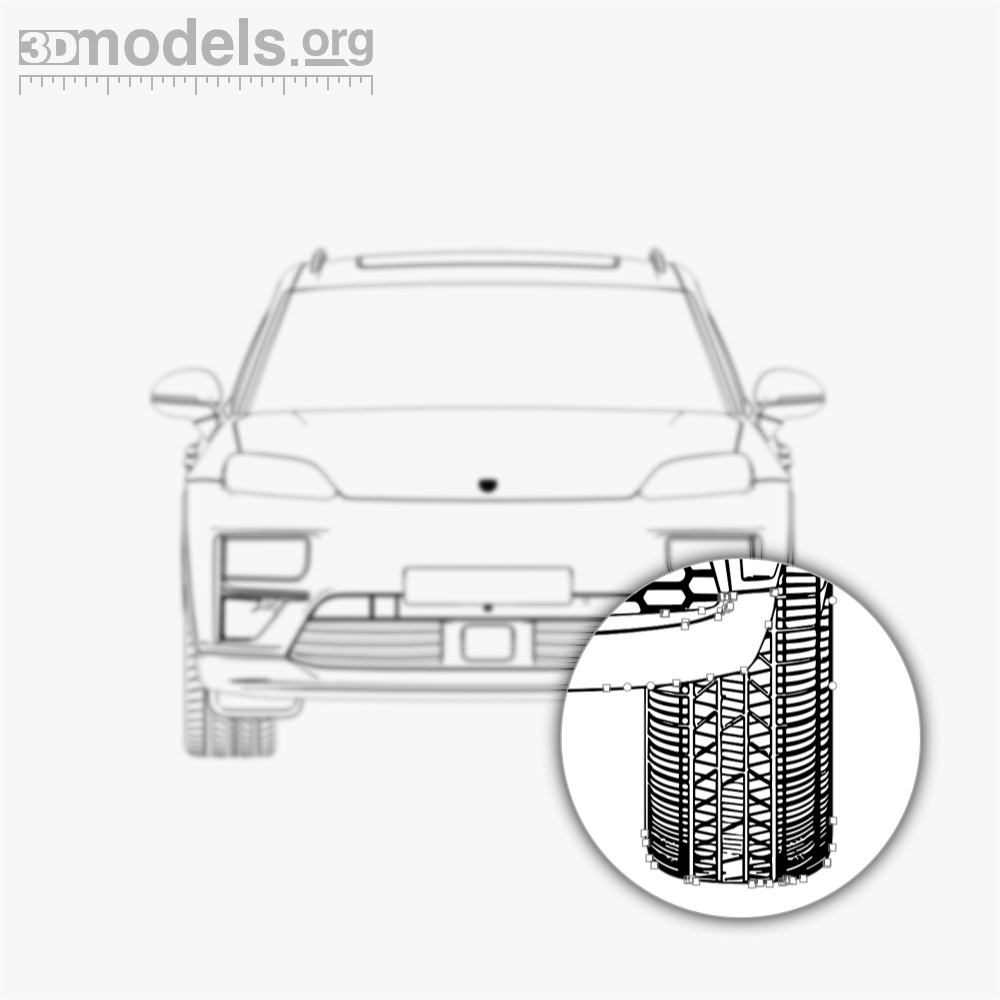Porsche Macan 4 Turbo 2025 Vector Blueprint - 3DModels.org