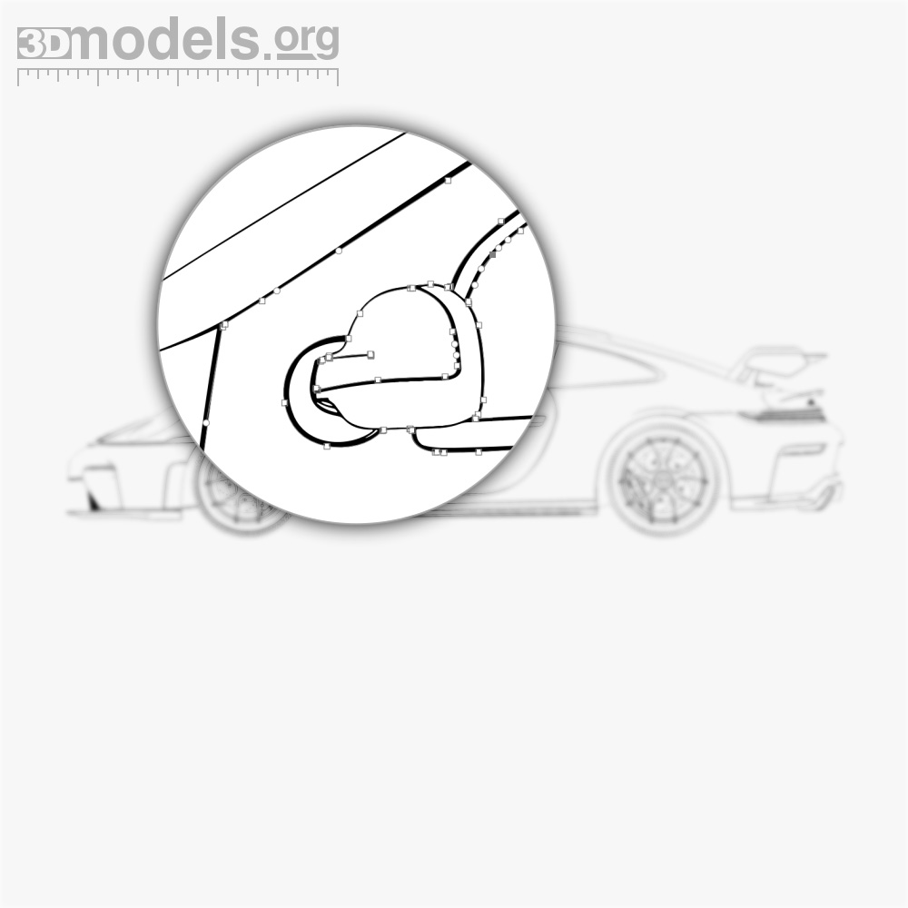Porsche 911 coupe Carrera GT3 Weissach 2025 Vector Blueprint - 3DModels.org