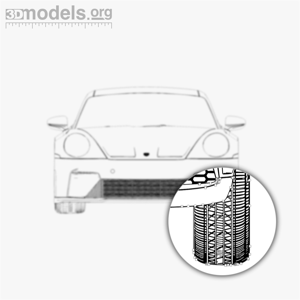 Porsche 911 coupe GT3 Touring Package 2025 Vector Blueprint - 3DModels.org