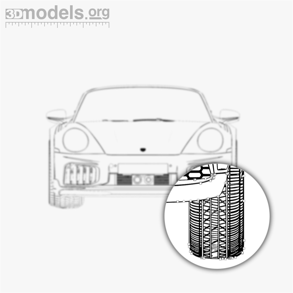 Porsche 911 cabriolet Turbo S 2025 Vector Blueprint - 3DModels.org