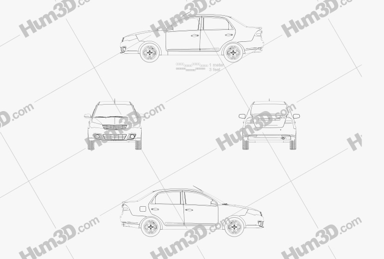 Proton Saga FLX 2013 Blueprint - 3DModels.org