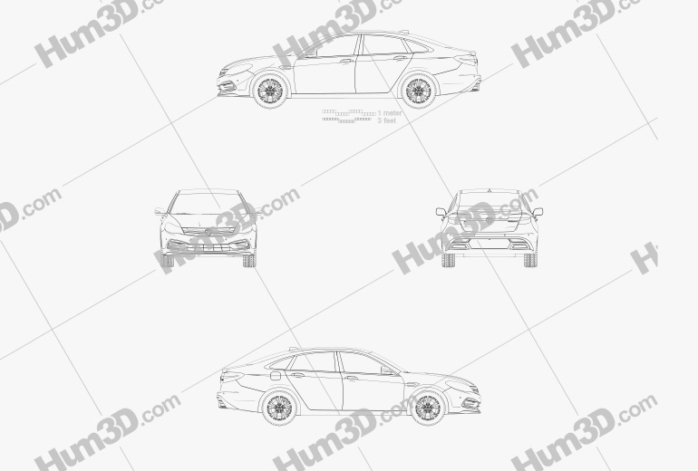 Proton Perdana 2018 Blueprint - 3DModels.org