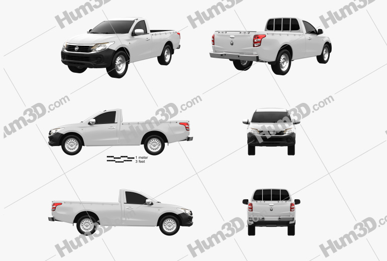 Ram 1200 Single Cab ST 2017 Blueprint Template - 3DModels.org