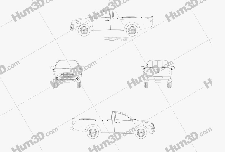 Ram 1200 Cabina Simple ST 2017 Blueprint - 3DModels.org