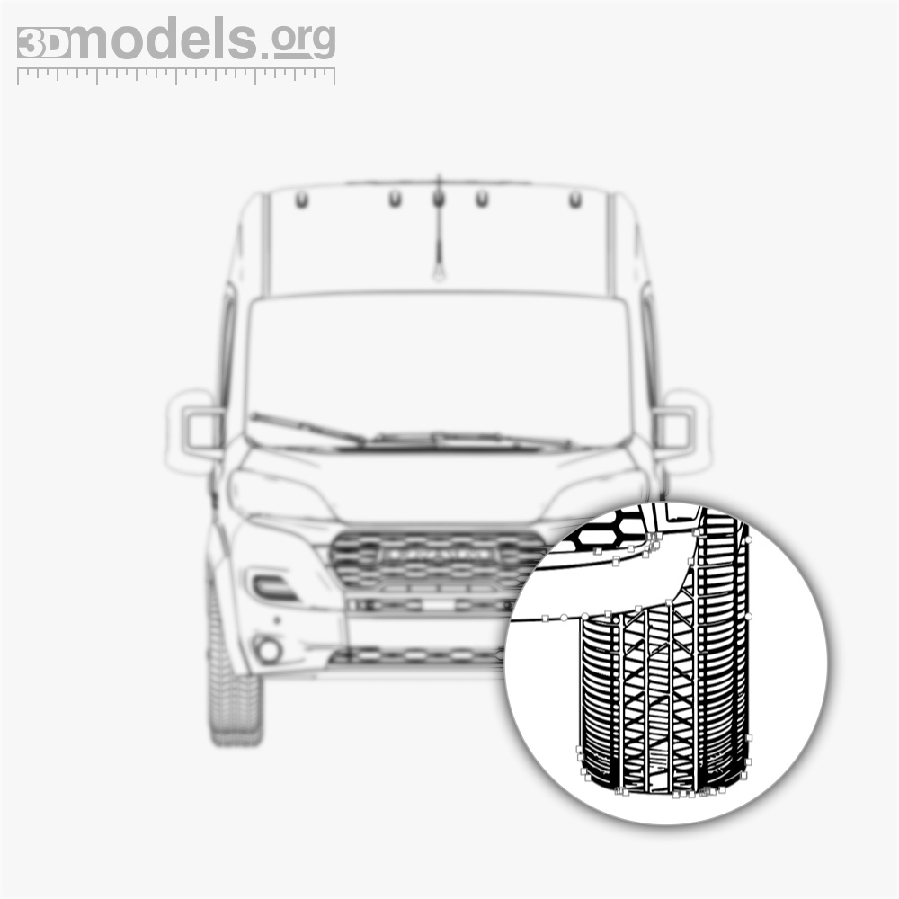 Ram ProMaster Crew Van L3H2 2025 Vector Blueprint - 3DModels.org