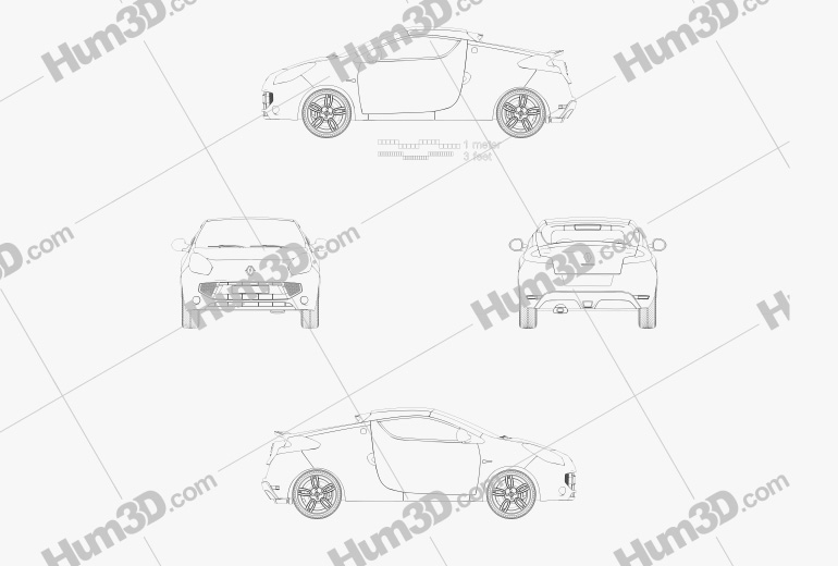 Renault Wind 2013 Blueprint - 3DModels.org