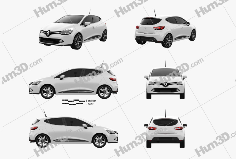 Renault Clio IV 2016 Blueprint Template - 3DModels.org