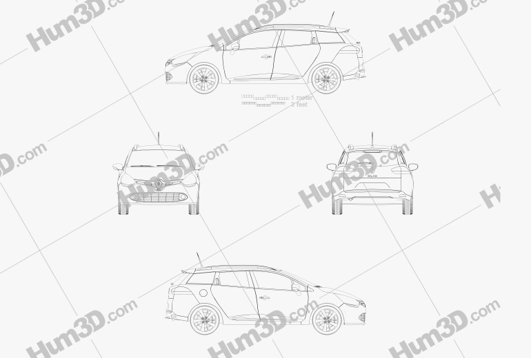 Renault Clio IV Estate 2013 Plan - 3DModels.org