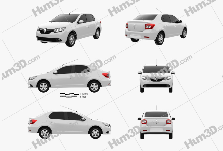 Renault Symbol (Logan) 2015 Blueprint Template - 3DModels.org