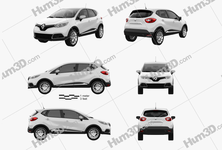 Renault Captur 2016 Blueprint Template - 3DModels.org