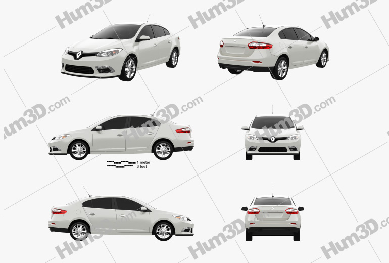 Renault Fluence 2015 Blueprint Template - 3DModels.org