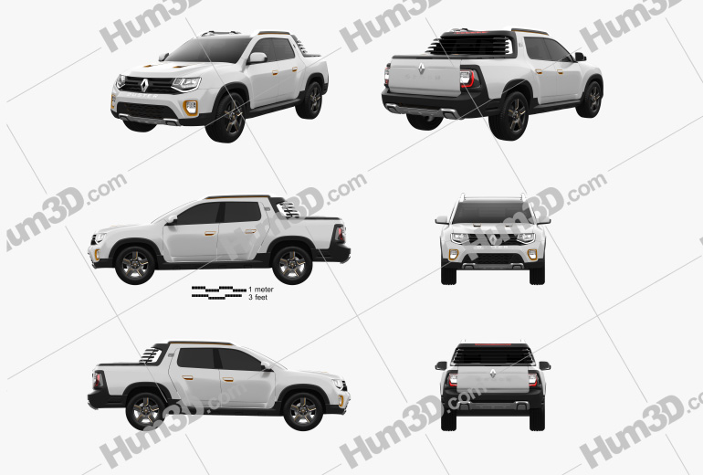 Renault Duster Oroch Concept 2018 Blueprint Template - 3DModels.org